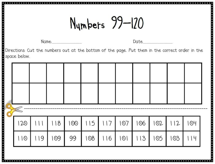 Numbers 100 120 Freebies Teach Junkie
