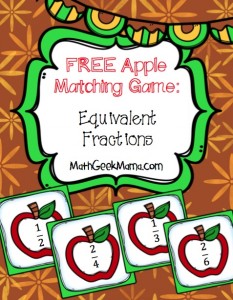 Free Apples Equivalent Fractions Matching Game - Teach Junkie