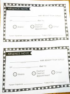 Free Printable Absence Notes for the Elementary Classroom - Teach Junkie