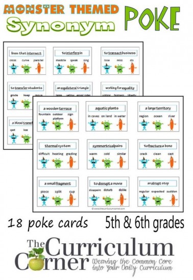 Practice Synonyms With Monster Poke Cards - Teach Junkie